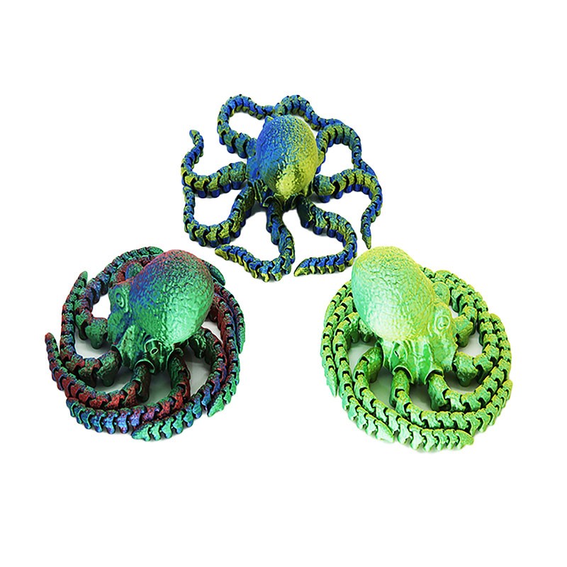 3D Printed Octopus Fidget Toy - Flexible Articulated Skull Octopus Hand ...