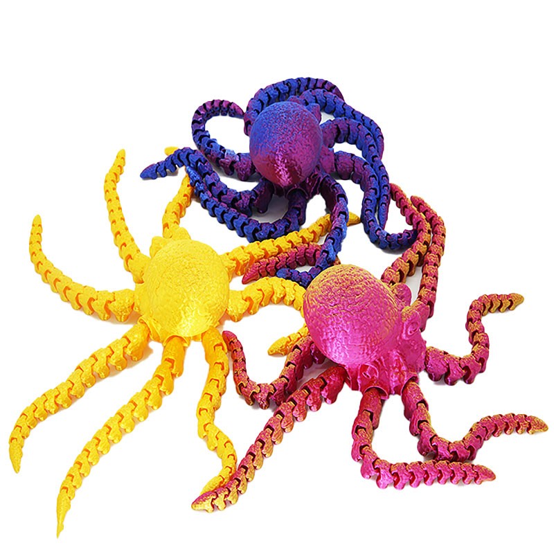 3D Printed Octopus Fidget Toy - Flexible Articulated Skull Octopus Hand ...
